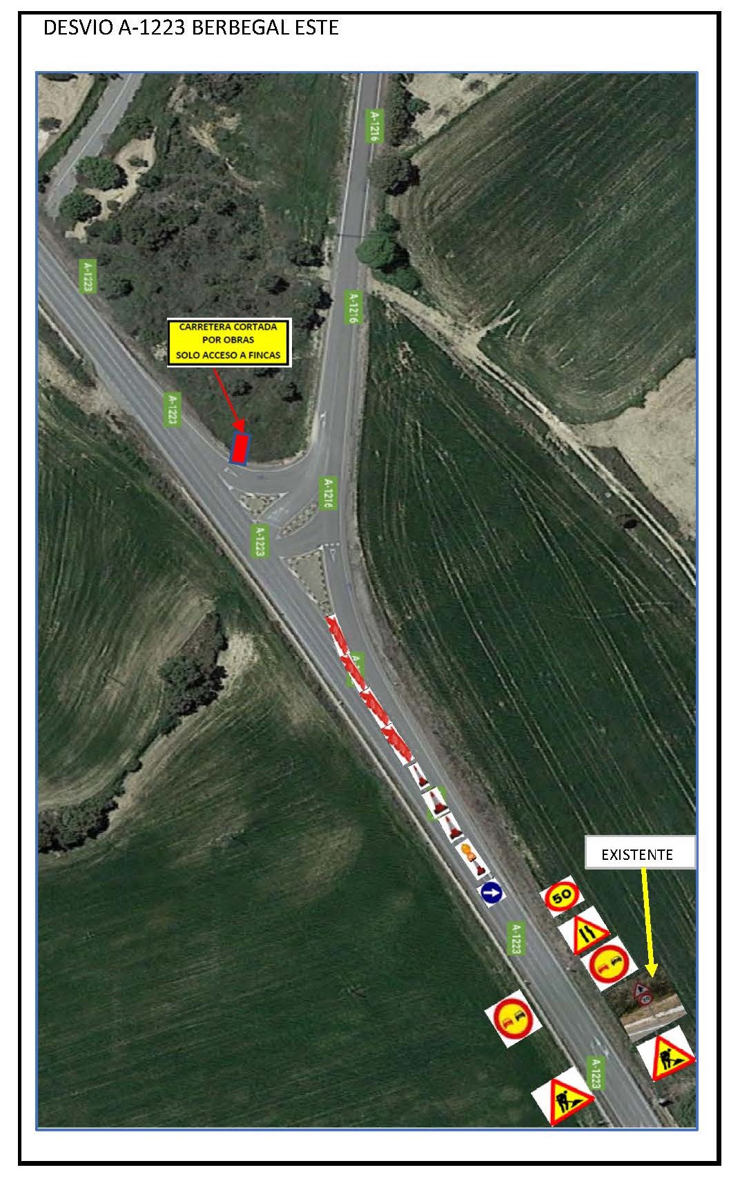 Corte por obras A-1223 entre Berbegal y Peralta de Alcofea ...